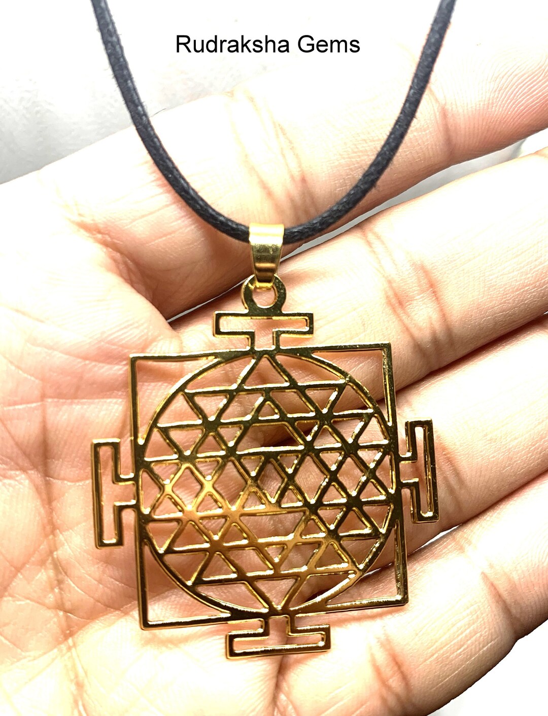 Sri Yantra Brass Pendant Necklace, Sacred Geometry Talisman - Etsy