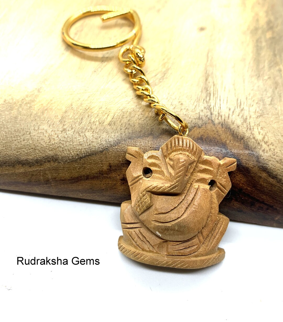 Ganesha Key Ring Wooden Hand Made Ganesh Elephant Keychain Elephant ...