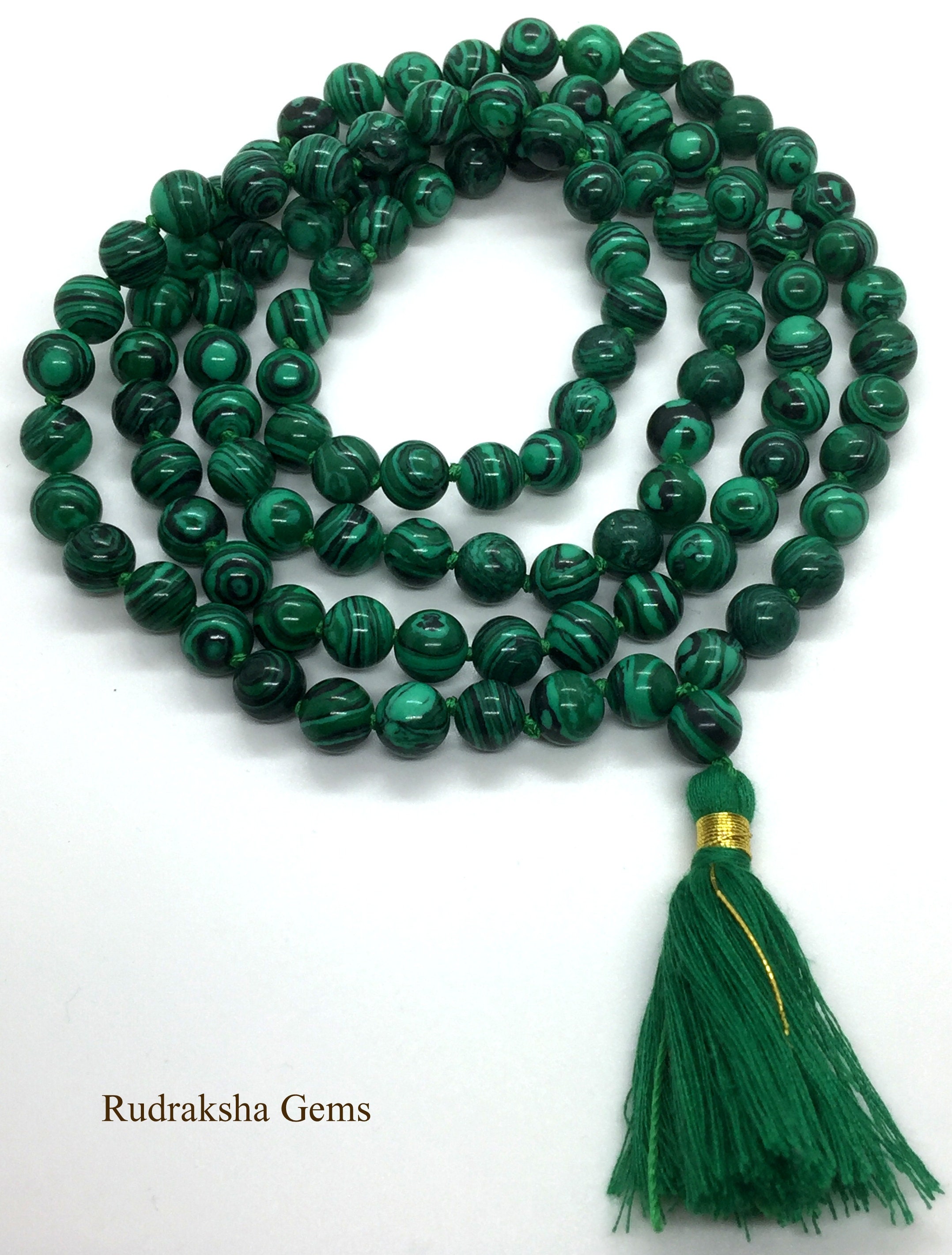 Malachite Japa Mala, Hand-knotted 108 Bead Necklace - Etsy