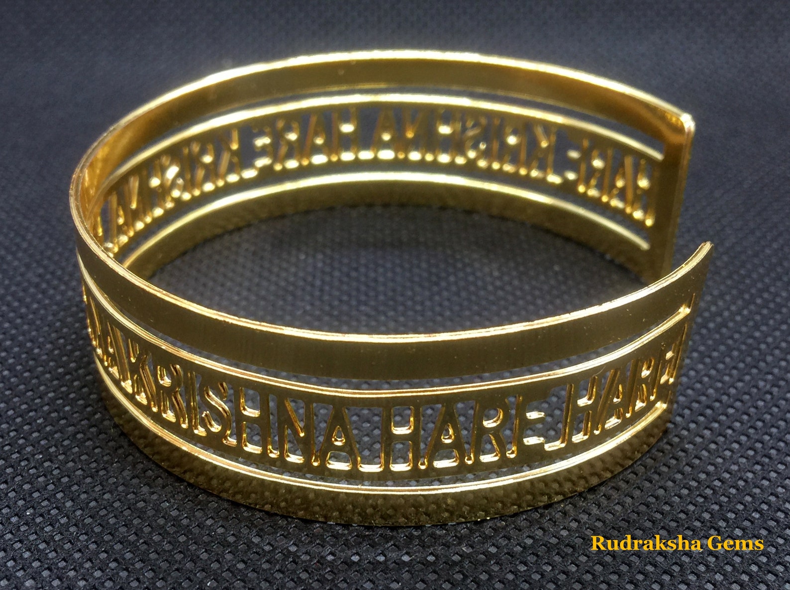 Hare Krishna Mantra Bracelet – Golden Metal Yoga Cuff - Etsy