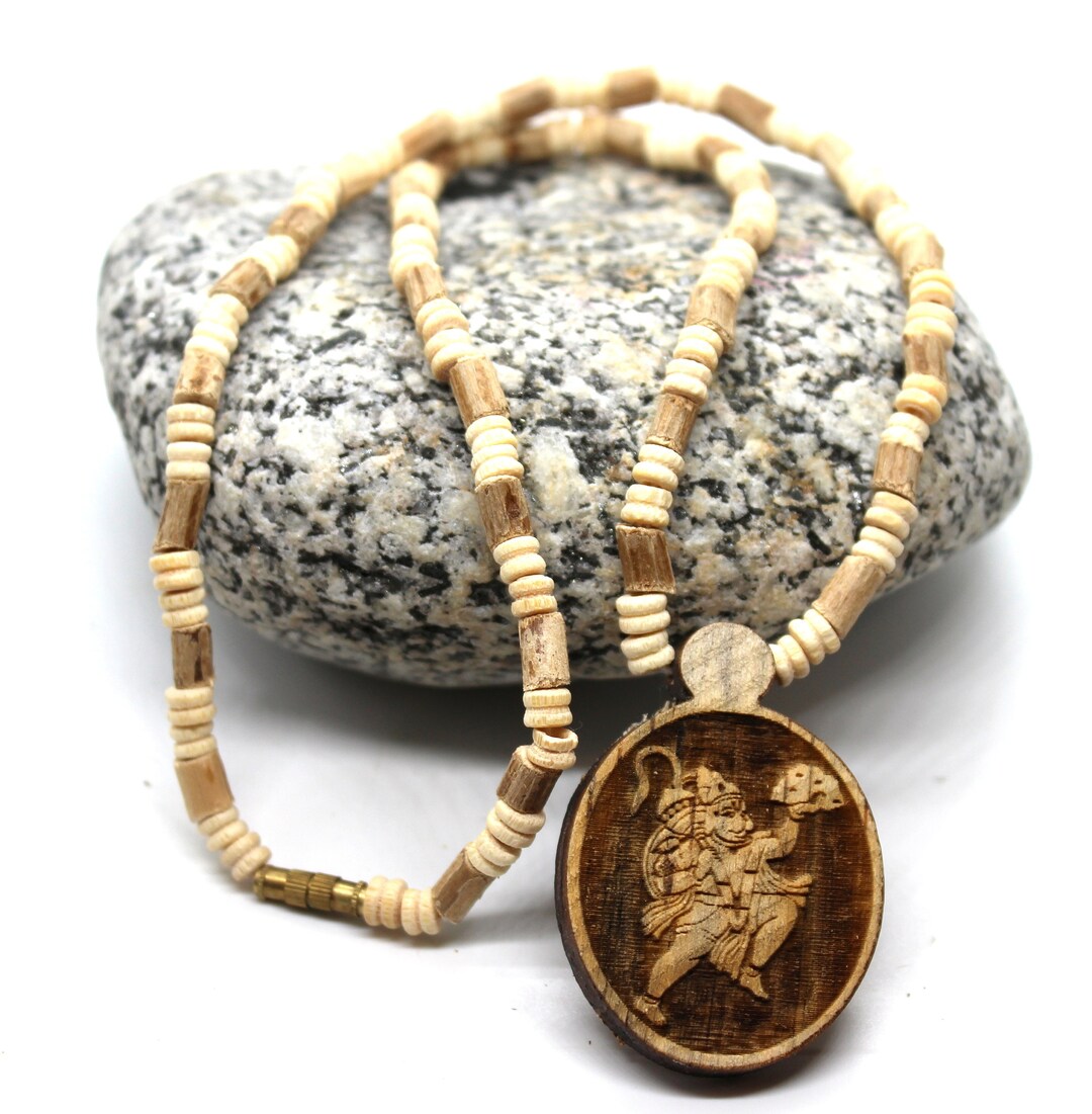 Tulsi Necklace Tulsi Kanthi Mala With Hanumana Potrait Pendant, Radhe ...