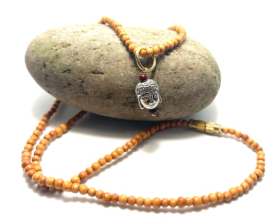 Wooden buddha necklace store