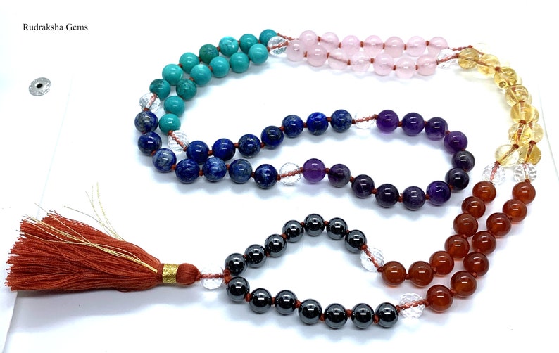 Buy 7 CHAKRA Mala Original Gem Stones Premium Japa Mala 108 1 Online in ...