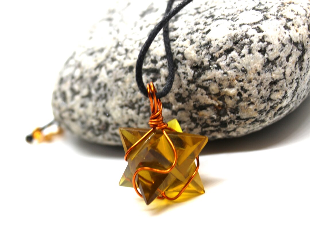 Merkaba Star Citrine Pendant Copper Wire Wrapped Pendant Citrine ...