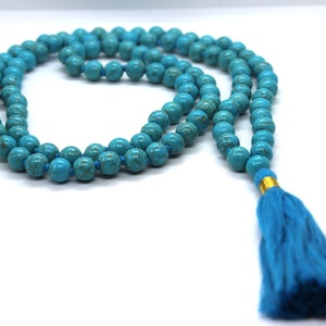 Turquoise Mala Necklace 108 Beads, Throat Chakra Healing Crystal ...