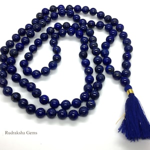 8 Mm Natural Blue Lapis Lazuli Mala Beads, 108 Buddhist Mala, Enhance ...