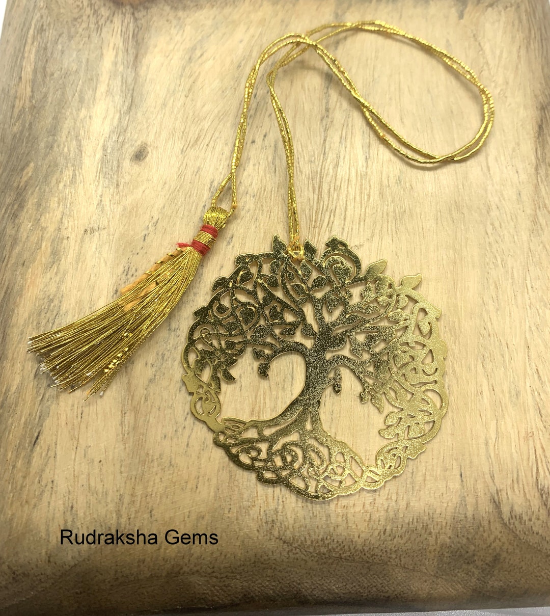 Tree of Life, Buddha, Jesus - Gold Plated Bookmark With Zari Tassel ...