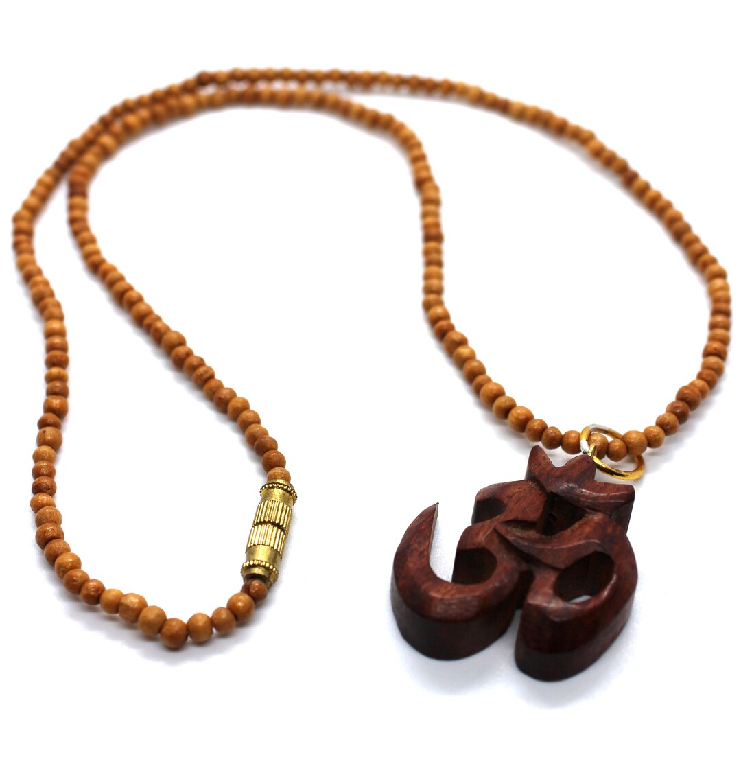 Wooden Om Necklace - Om Symbol Necklace - Tibetan OM Choker - Yoga ...