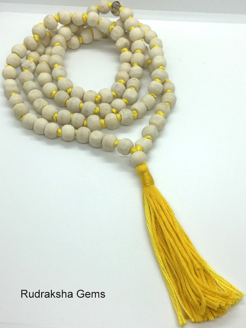 Natural White Tulsi Mala Handmade Tulsi Holy Basil Mala 108 | Etsy UK