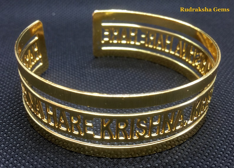 Hare Krishna Mantra Bracelet – Golden Metal Yoga Cuff - Etsy