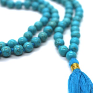 Turquoise Mala Necklace 108 Beads, Throat Chakra Healing Crystal ...