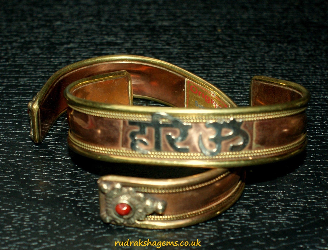 Hindu Mantra Brass & Copper Bracelet, Adjustable Kada Wrist Band - Etsy UK
