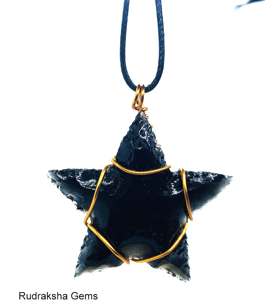 Black Obsidian Reiki Energy Charged Crystal STAR SHAPE Pendant, Crystal ...