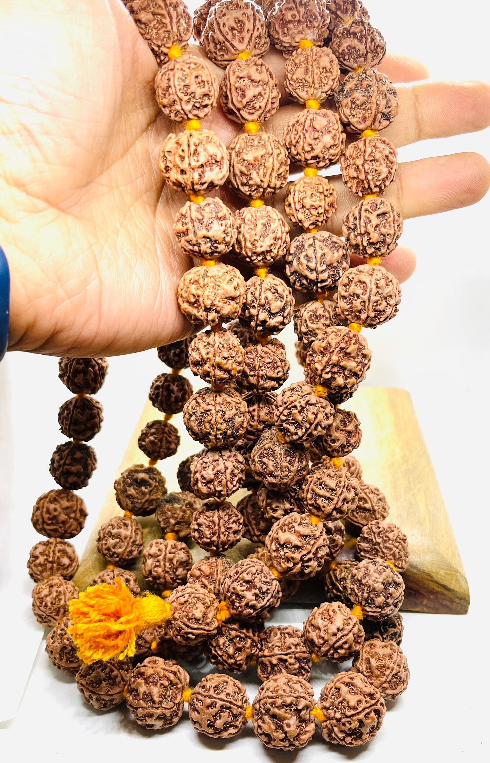 108 Beads Nepalese Rudraksha Mala, XL 5 Mukhi Shiva Blessed Rosary ...