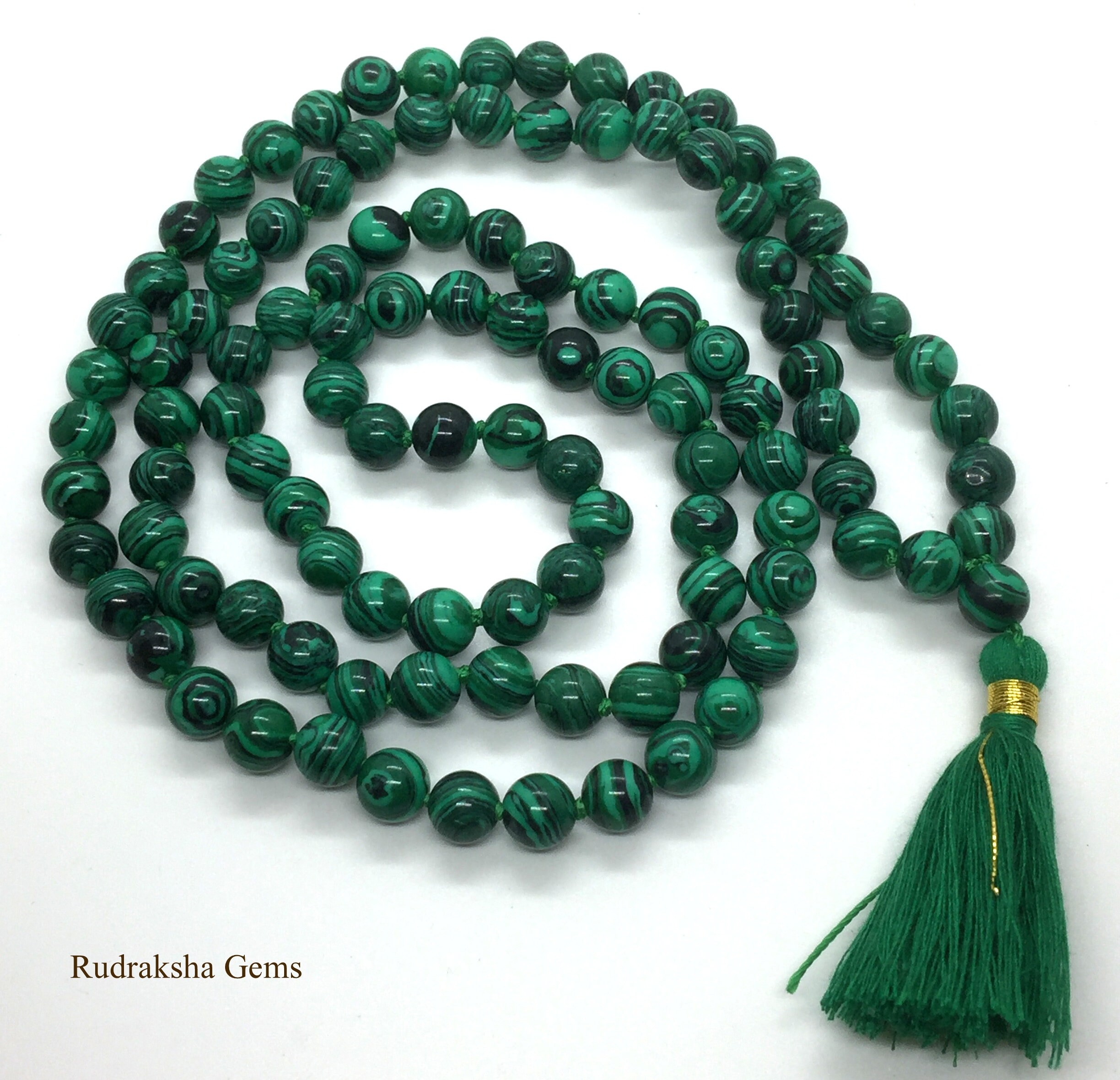 Malachite Japa Mala 108 Beads / Hand Knotted Full Mala - Etsy