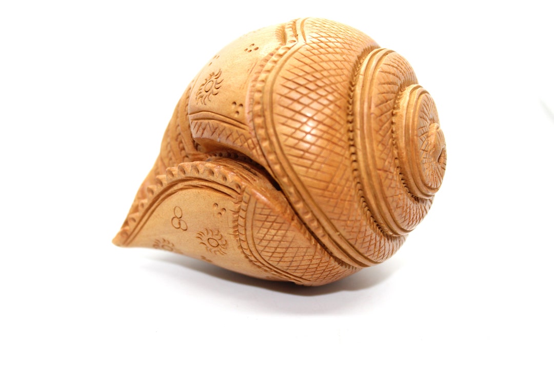 Conch Engraved Wooden Shankha Statue, CONCH Idol Small, Shankh Murti ...