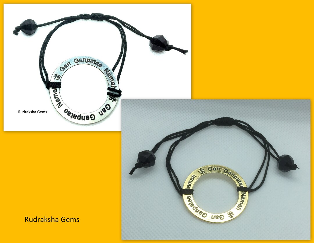 Ganesha Mantra Bracelet Lord Ganesh Sanskrit Bracelet Om Gan Ganpatae ...