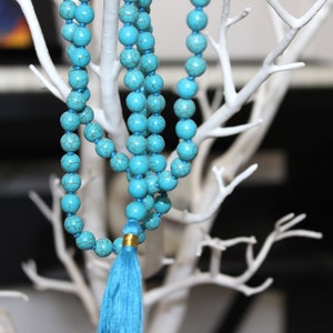 Turquoise Mala Necklace 108 Beads, Throat Chakra Healing Crystal ...