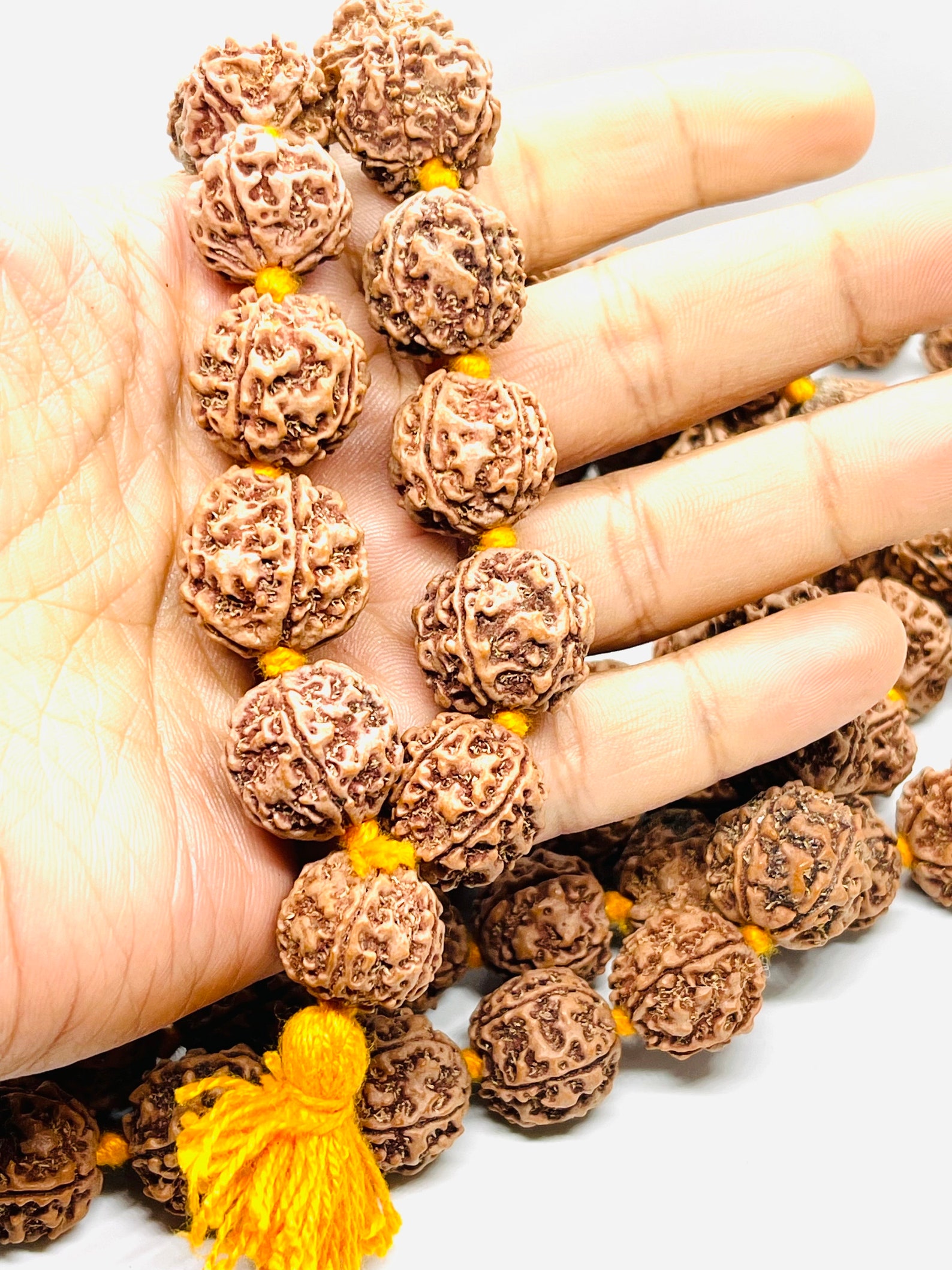 108 Beads Nepalese Rudraksha Mala, XL 5 Mukhi Shiva Blessed Rosary ...