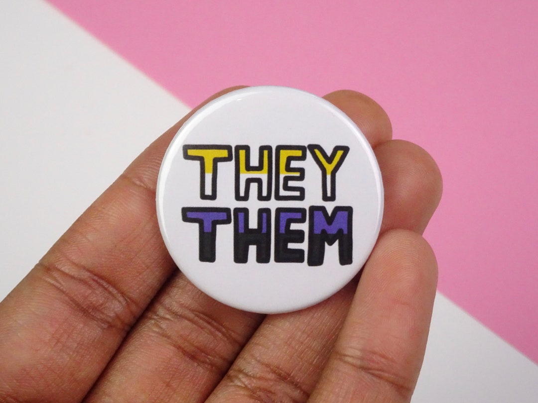 They/them Pronoun Button Badge - Non Binary Pride - Etsy Canada