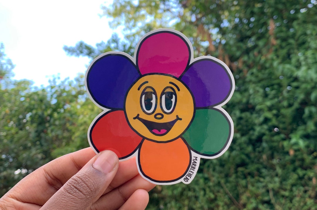Rainbow Flower Sticker Cute Sticker Weird Funny Sticker Pattern Sticker ...