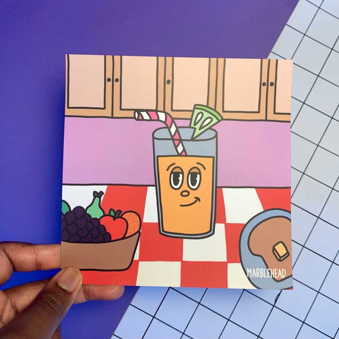 Orange Juice Postcard Square Postcard Postcard Mini Print Recycled ...