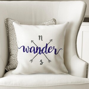 Wander Decorative Pillows Blue and White Pillow Travel Gift Travel ...