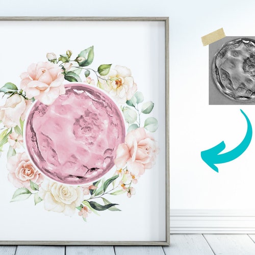 Custom Embryo Art Print Floral Watercolor Roses Nursery Decor | Etsy