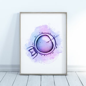IVF Watercolor Art Medical Art Print Doctor Wall Art OBGYN Decor ...