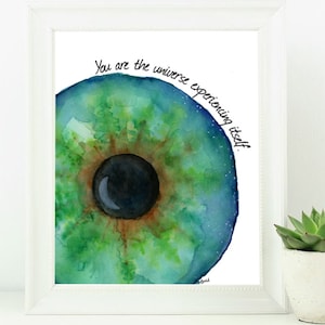 Universe Art Print Watercolor Eye Wall Art, Mindfulness Art, Universe ...