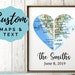 Custom Map Print Personalized Map Art - Heart Map Print Long Distance ...