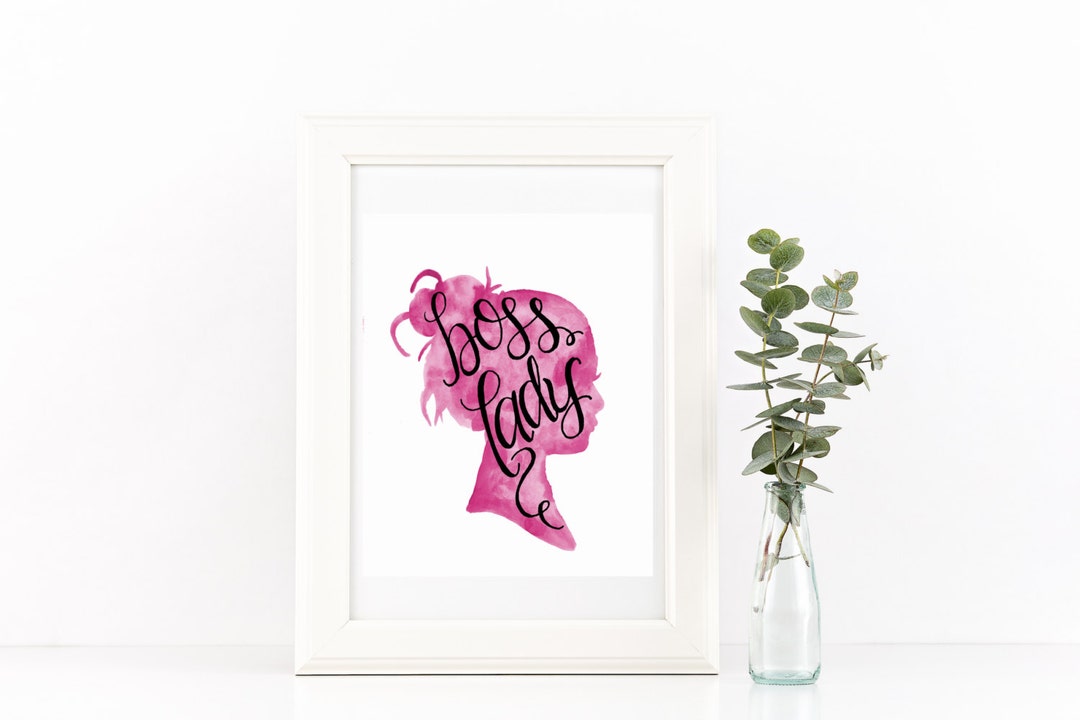Office Wall Art Boss Lady Print Pink Art Print - Inspirational Quote ...