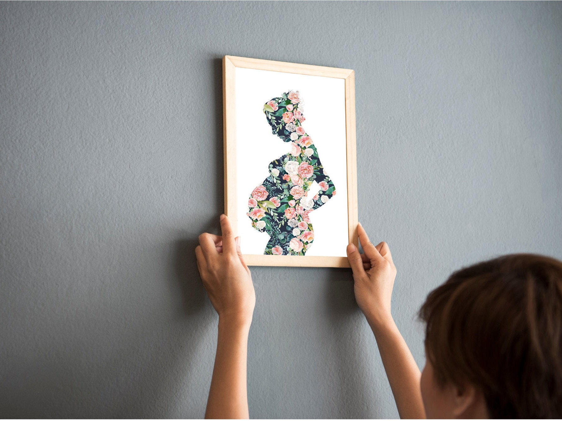 Pregnancy Art Pregnant Woman Floral Print - Doctor Office Wall Decor ...
