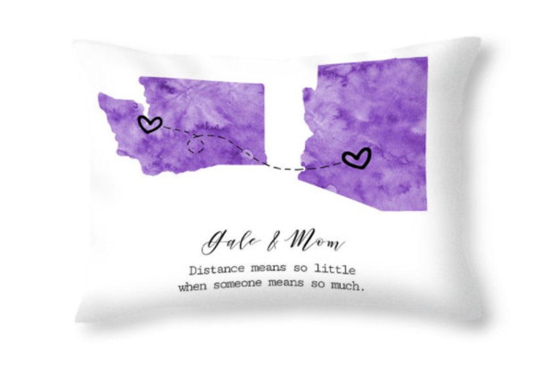 Personalized State Pillow Long Distance Relationship Gift Custom Throw ...