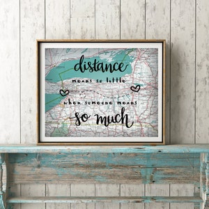 Custom Map Print Long Distance Relationship Gift - Long Distance Friend ...