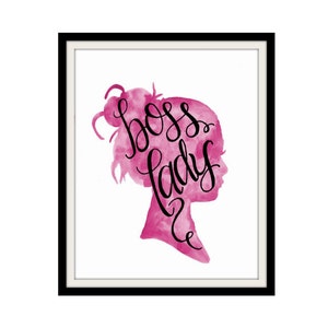 Office Wall Art Boss Lady Print Pink Art Print - Inspirational Quote ...
