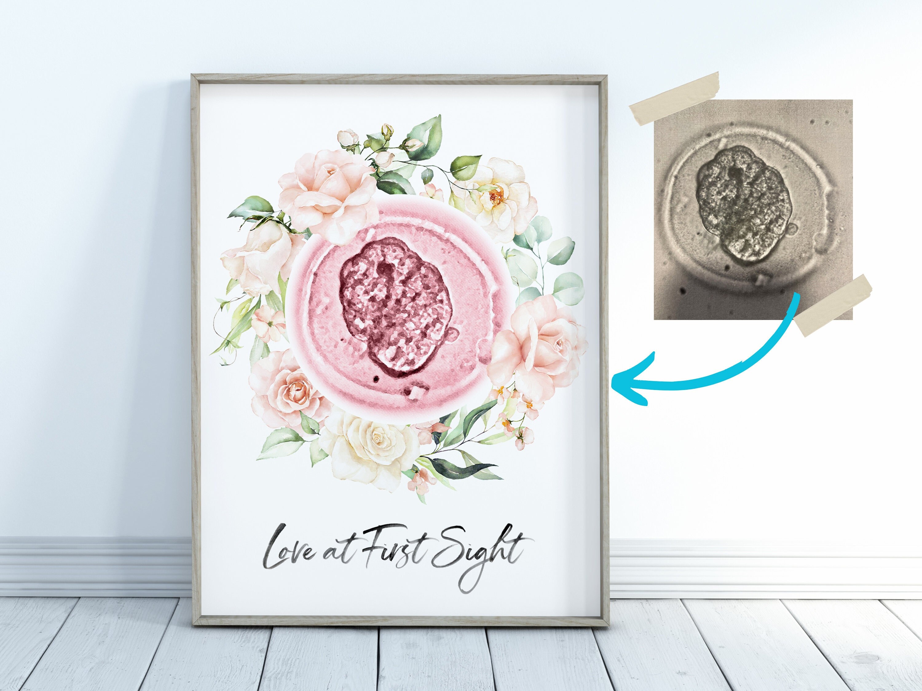 Custom Embryo Art Print Floral Watercolor Roses Nursery Decor - IVF ...