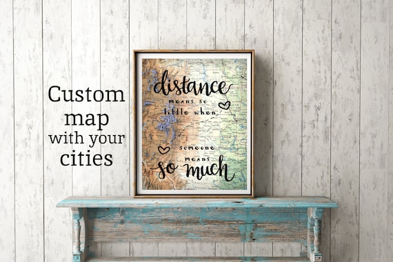 Custom Map Print Long Distance Relationship Gift Long - Etsy