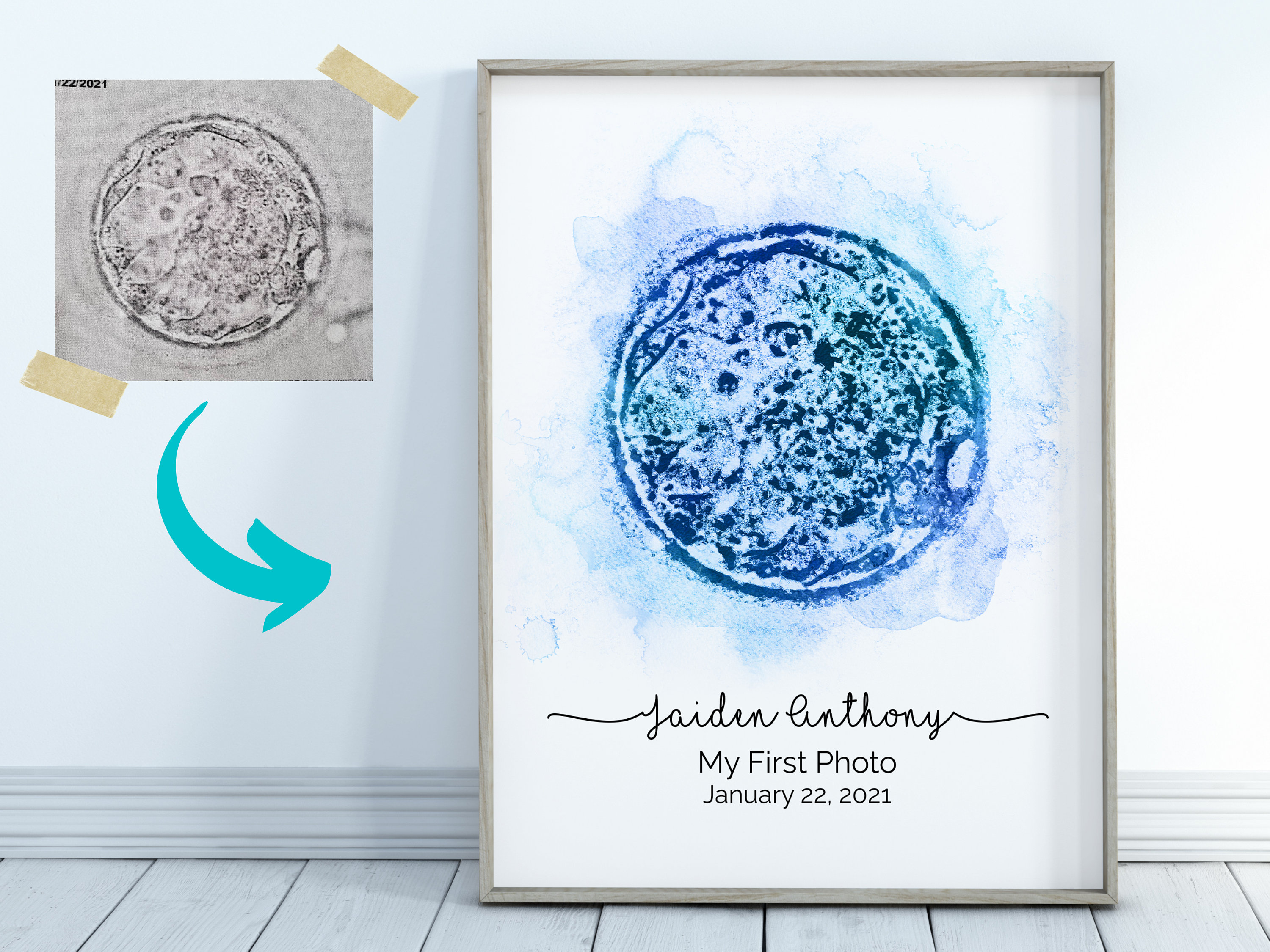 Custom IVF Art Embryo Watercolor Personalized Pregnancy Gift - Etsy UK