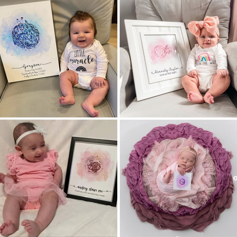 Custom IVF Art Embryo Watercolor Personalized Pregnancy Gift - Etsy