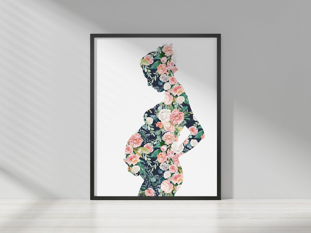 Pregnancy Art Pregnant Woman Floral Print - Doctor Office Wall Decor ...