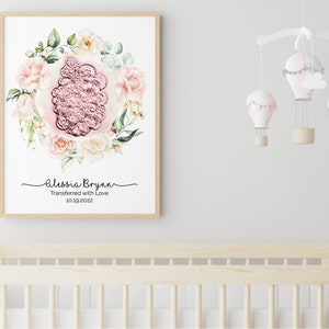 Custom Embryo Art Print Floral Watercolor Roses Nursery Decor - IVF ...