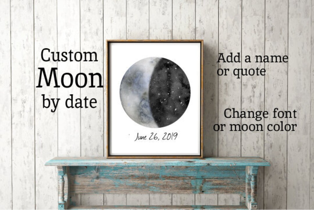 Custom Moon Phase Art Print - Moon Nursery Decor Personalized Moon ...