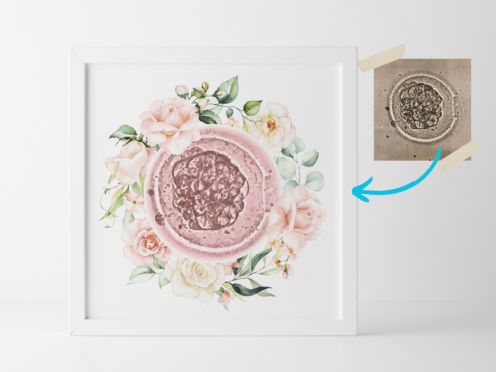 Custom Embryo Art Print Floral Watercolor Roses Nursery Decor - IVF ...