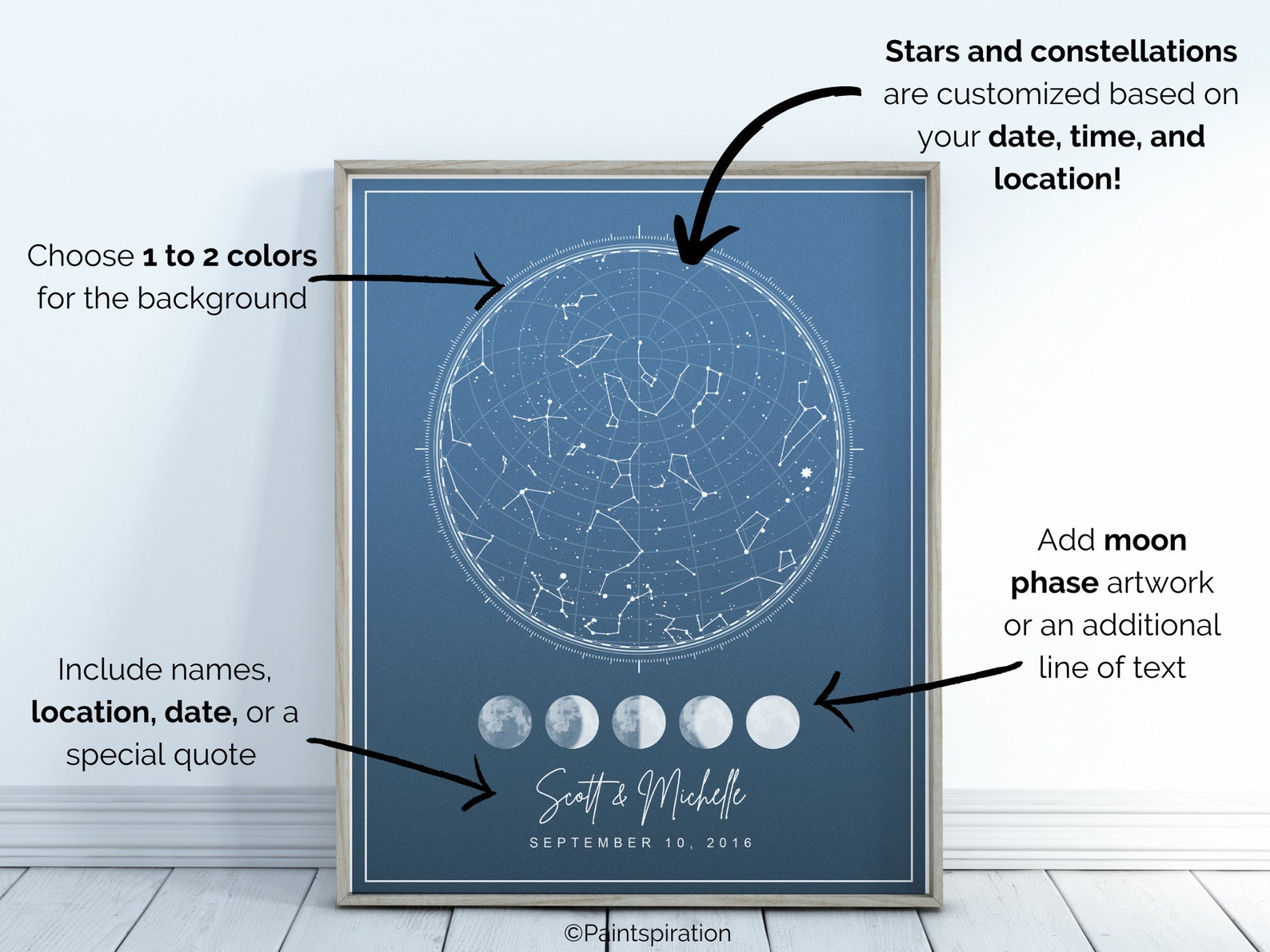 Personalized Star Map by Date Custom Star Map Print - Night Sky When We ...