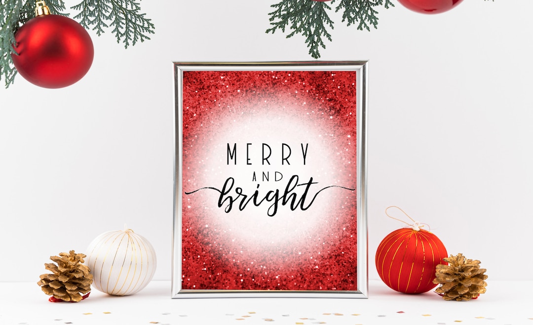 Merry and Bright Wall Art Christmas Art Print Holiday Quote - Etsy
