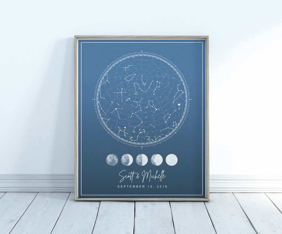 Personalized Star Map by Date Custom Star Map Print - Night Sky When We ...