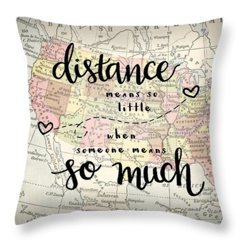 Long Distance Relationship Gift Personalized Map Pillow Custom | Etsy