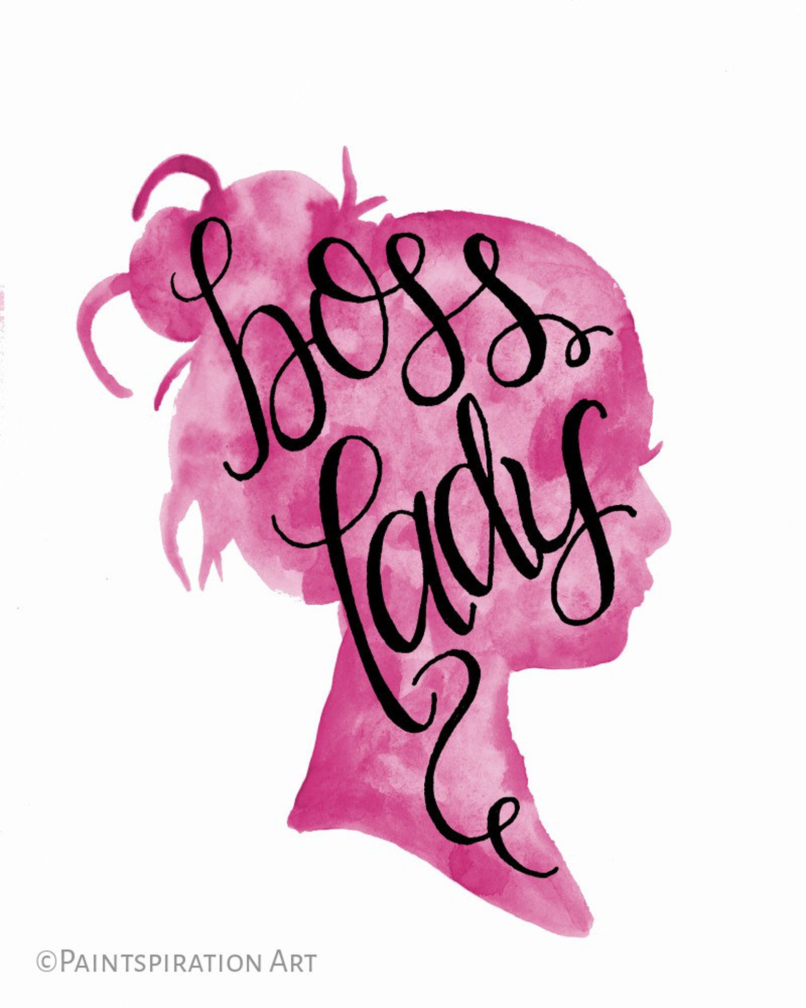Office Wall Art Boss Lady Print Pink Art Print - Inspirational Quote ...