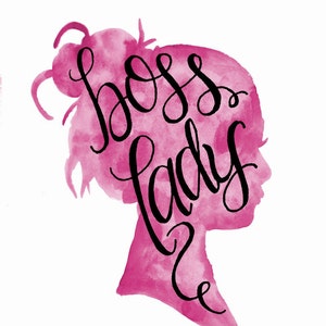 Office Wall Art Boss Lady Print Pink Art Print - Inspirational Quote ...